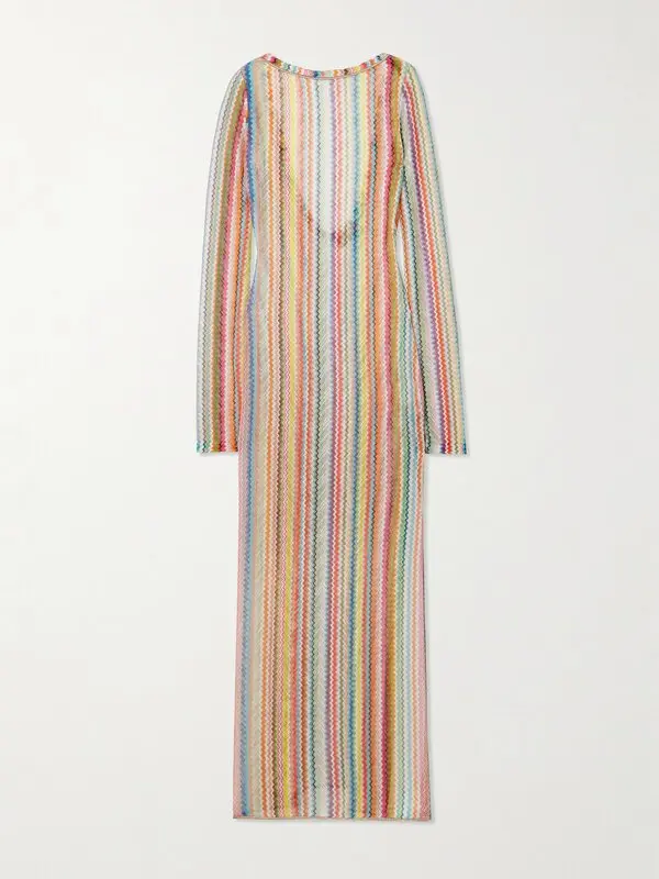 Missoni Mare Striped Metallic Crochet-knit Maxi Dress - Multi