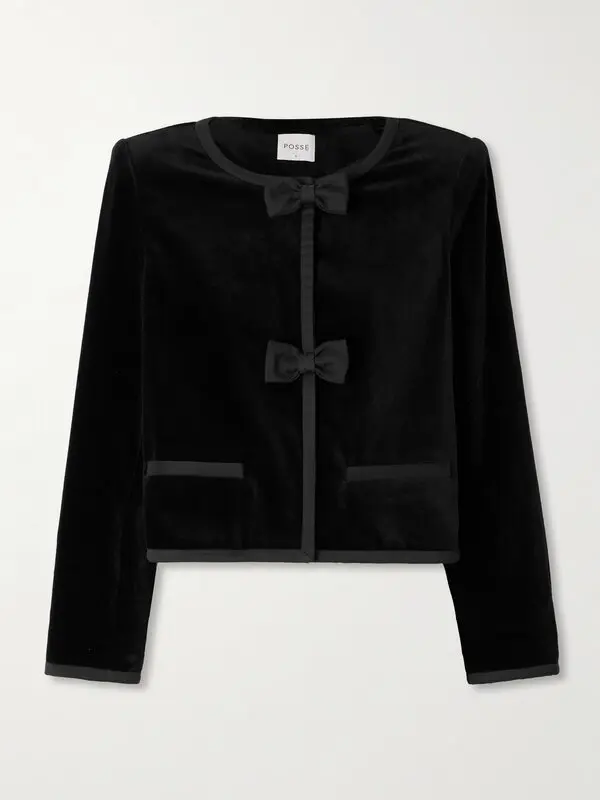 Posse Quincy Cropped Cotton-velvet Jacket - Black