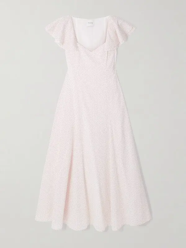 Posse Marlowe Ruffled Polka-dot Cotton-voile Midi Dress - Neutrals