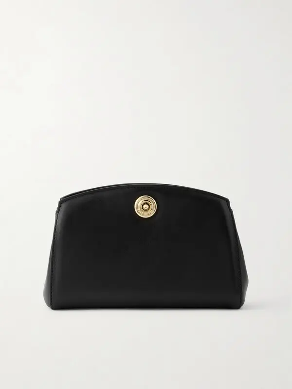 LIFFNER Leather Clutch With Gold-tone Push-lock