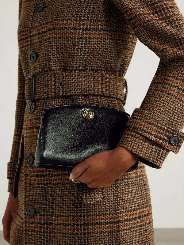LIFFNER Leather Clutch With Gold-tone Push-lock