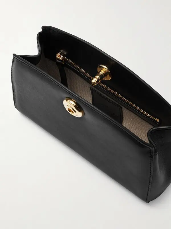 LIFFNER Leather Clutch With Gold-tone Push-lock