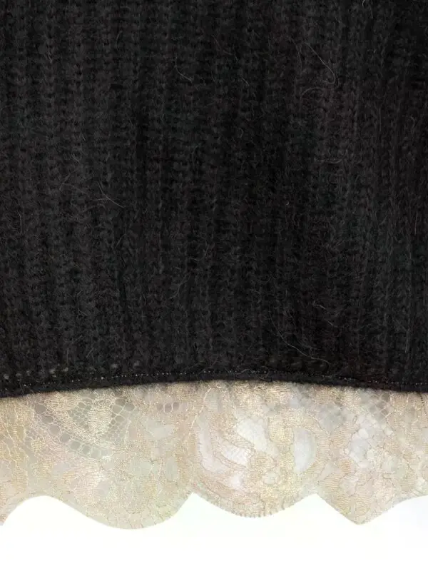 Fabiana Filippi Lace-trimmed Knitted Sweater - Black