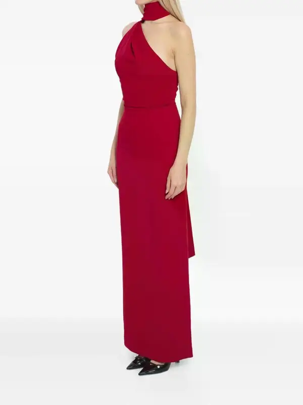 Solace London Demi One-shoulder Draping Maxi Dress - Red
