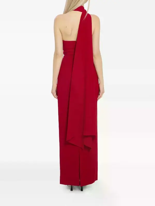 Solace London Demi One-shoulder Draping Maxi Dress - Red