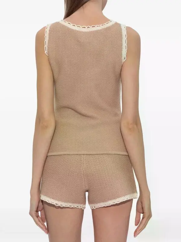 Posse Willow Crochet-trim Sleeveless Top - Neutrals