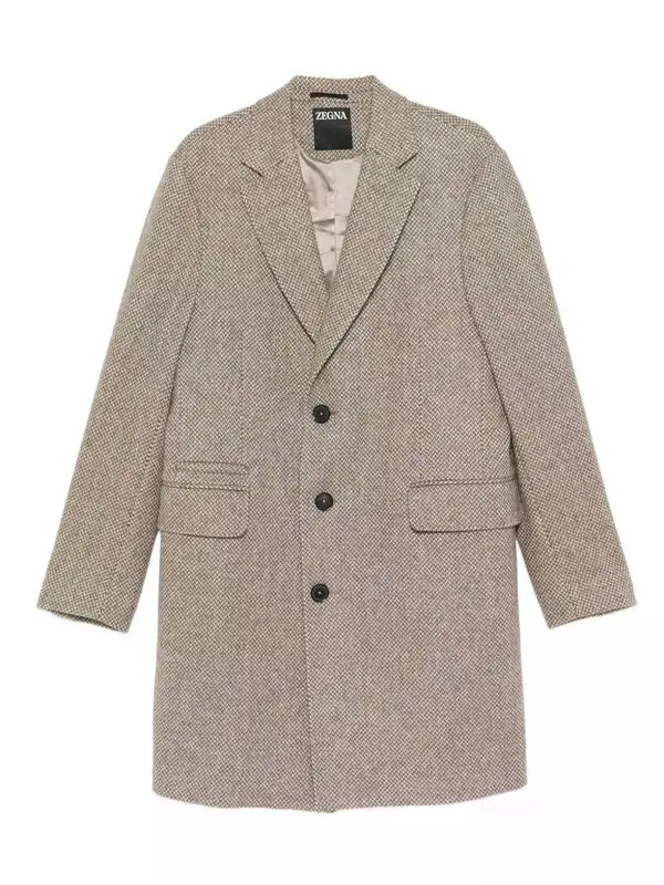 Zegna Single-breasted Coat With Herringbone Weave