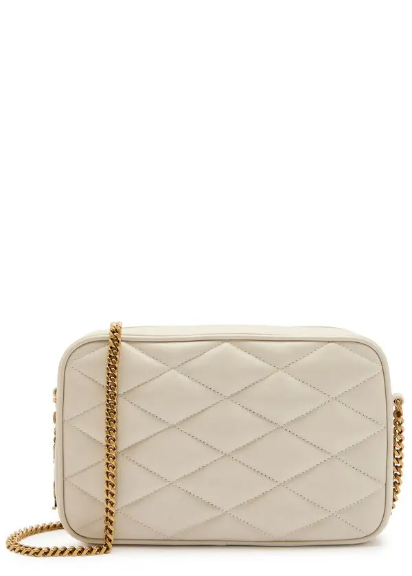 Saint Laurent Small Quilted Leather Camera Bag - White