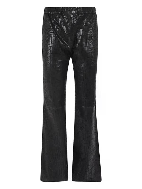 ENES Croc-embossed Flare Trousers - Black