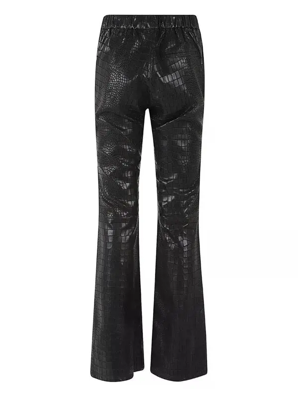 ENES Croc-embossed Flare Trousers - Black