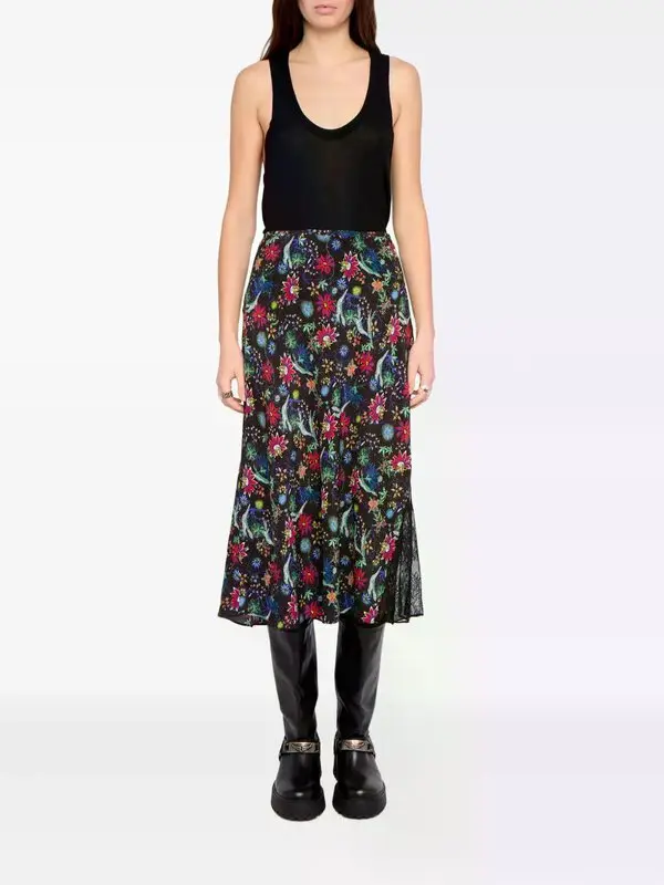 Zadig&Voltaire Jayla Floral Midi Skirt - Blue