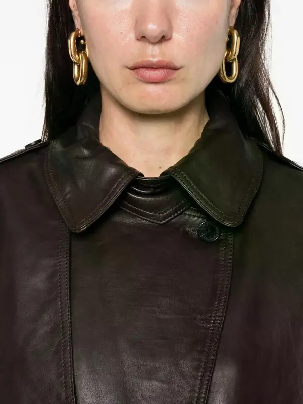 ROTATE BY BIRGER CHRISTENSEN Leather Biker Jacket With Peplum Hem