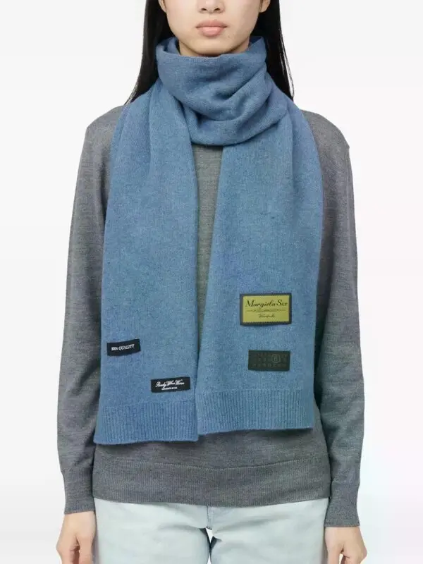 MAISON MARGIELA Logo-patch Scarf - Blue