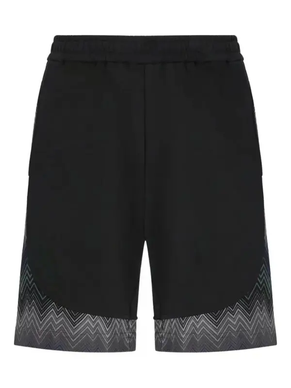 Missoni Zigzag Pattern Fleece Shorts - Black