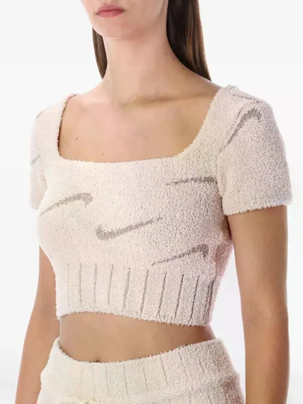 Nike Square Neck Logo Detail Cropped Top - Neutrals
