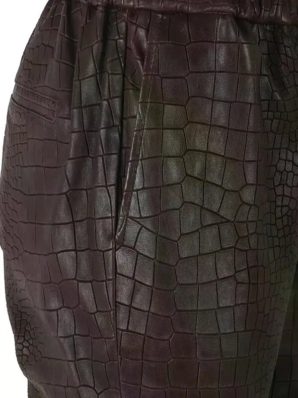 ENES Croc-embossed Flare Trousers - Brown
