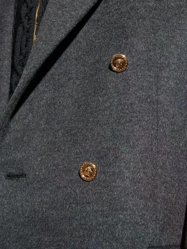 Versace Double-breasted Virgin Wool Coat With Medusa Buttons