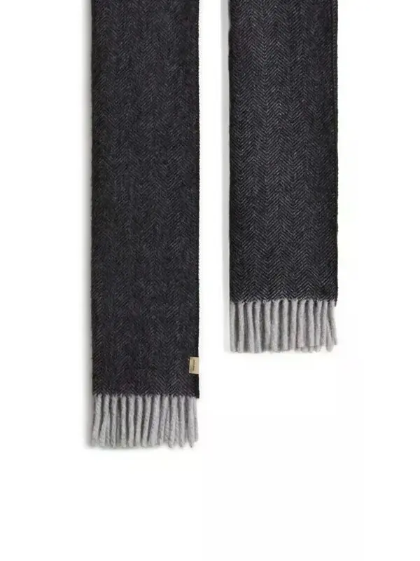 Woolrich Check Fringed Scarf - Grey