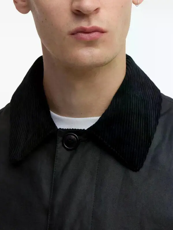 Barbour Single-breasted Cotton Coat With Corduroy Collar