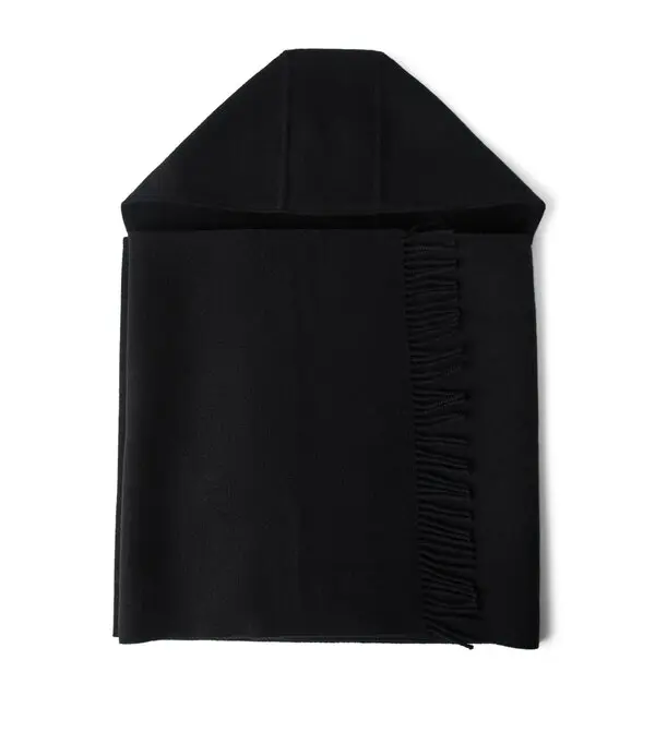 Brunello Cucinelli Wool-cashmere Hood-detail Scarf - Black
