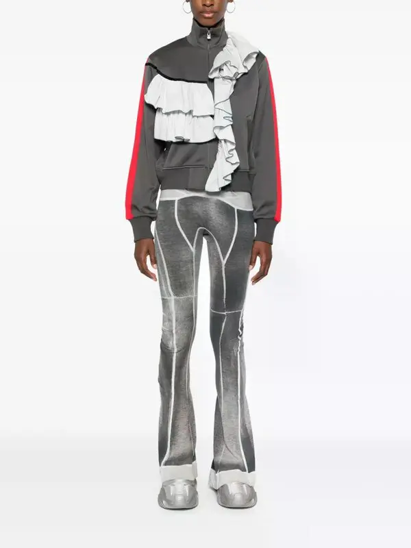 Facetasm Ruffled Striped Zipped Jacket