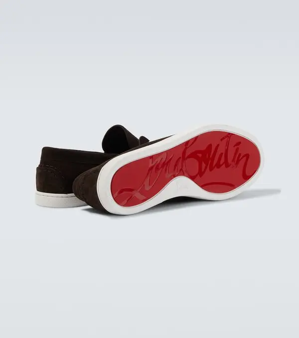 CHRISTIAN LOUBOUTIN Chambeliboat Suede Slip-on Shoes - Brown