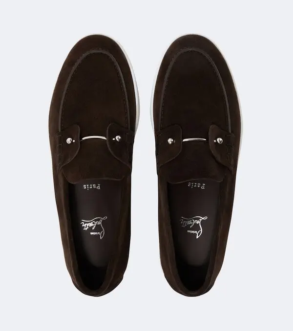CHRISTIAN LOUBOUTIN Chambeliboat Suede Slip-on Shoes - Brown