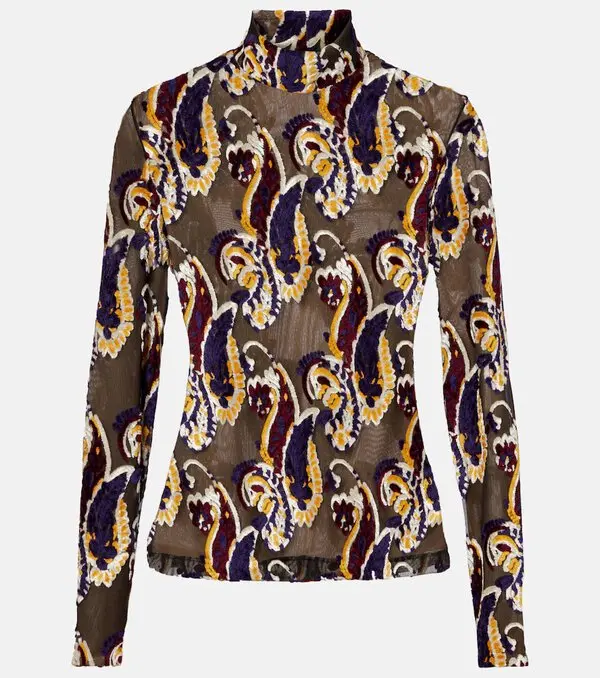 Etro Paisley Semi-sheer Mock Neck Top - Multicoloured