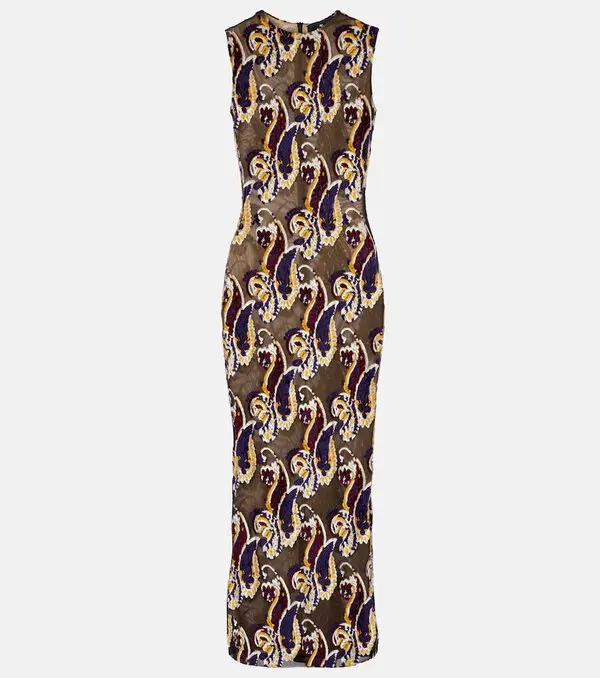 Etro Paisley Semi-sheer Midi Dress - Multicoloured