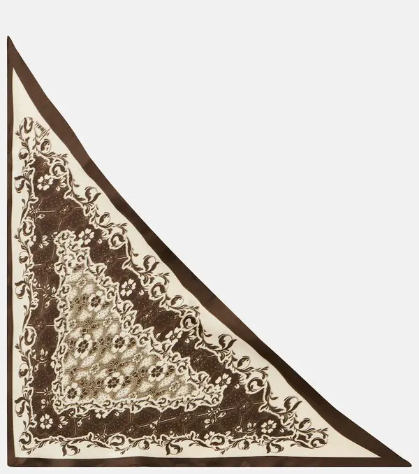 ALEMAIS Violet Floral Silk Scarf - Brown