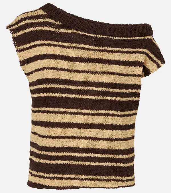 Faithfull The Brand Micah Striped Cotton-blend Top - Brown