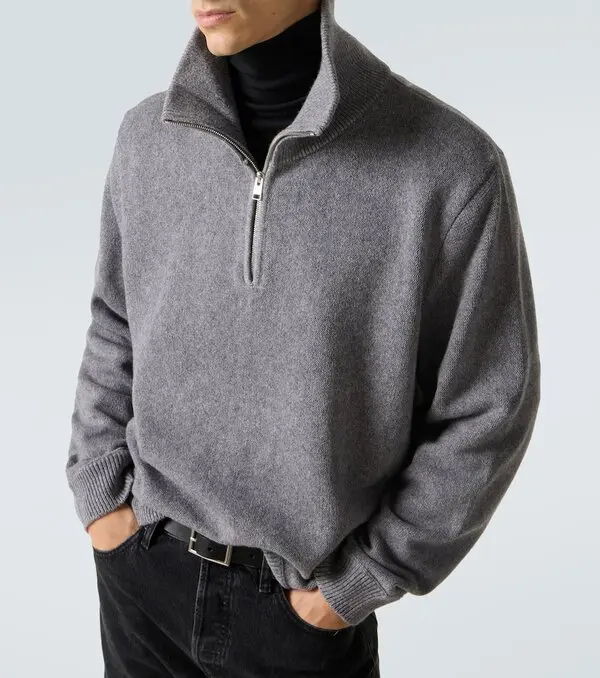 FRAME Wool And Cotton Half-zip Sweater