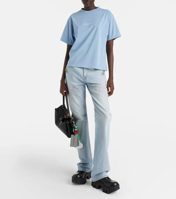 Balenciaga Logo Embroidered Cotton T-shirt