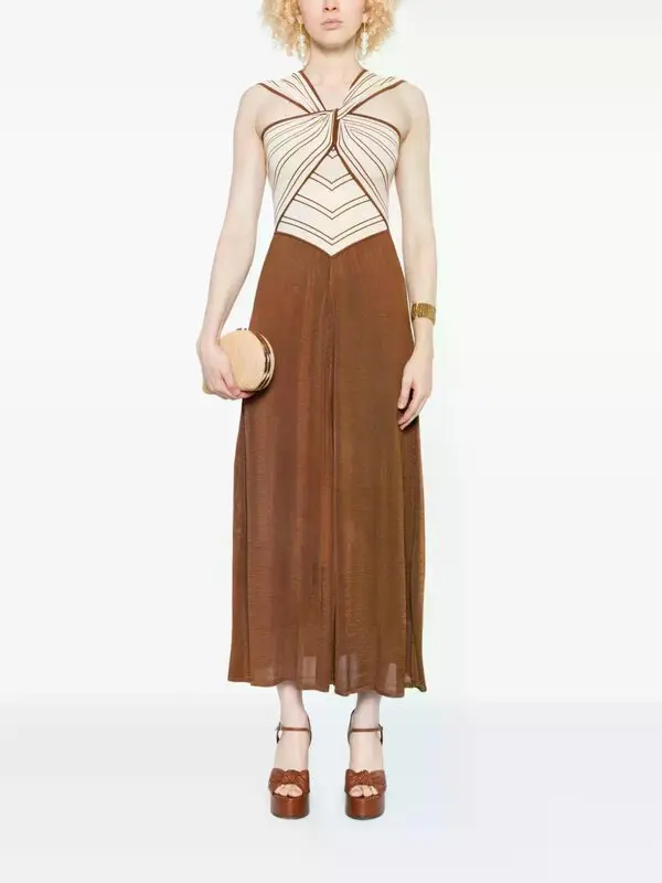 Zimmermann Cross-front Striped Dress - Brown