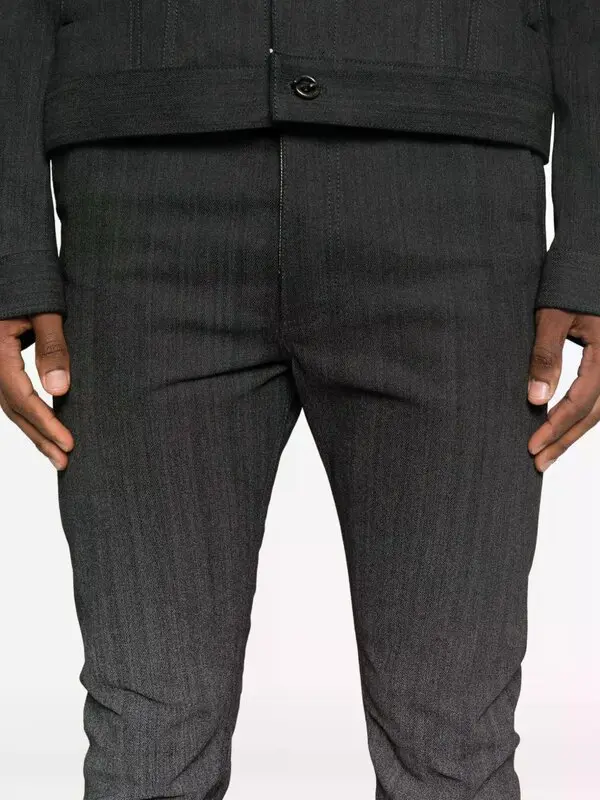 DEEPTI Button-fastening Trousers In Dark Herringbone