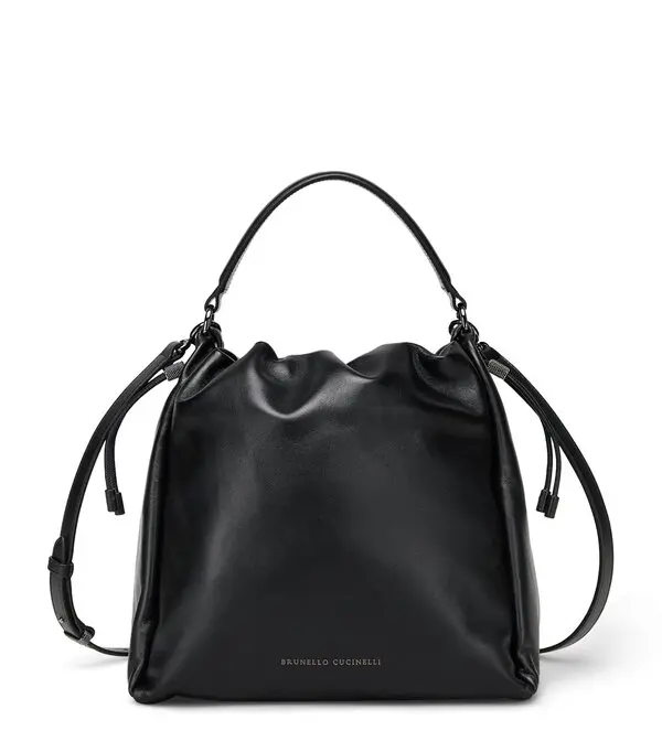 Brunello Cucinelli Leather Mellow Bucket Bag - Black