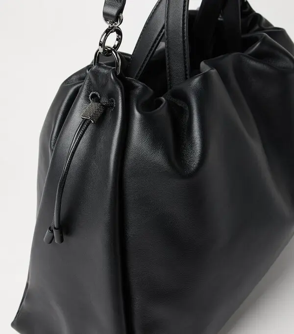 Brunello Cucinelli Large Leather Bucket Bag