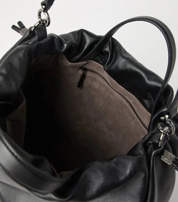 Brunello Cucinelli Large Leather Bucket Bag