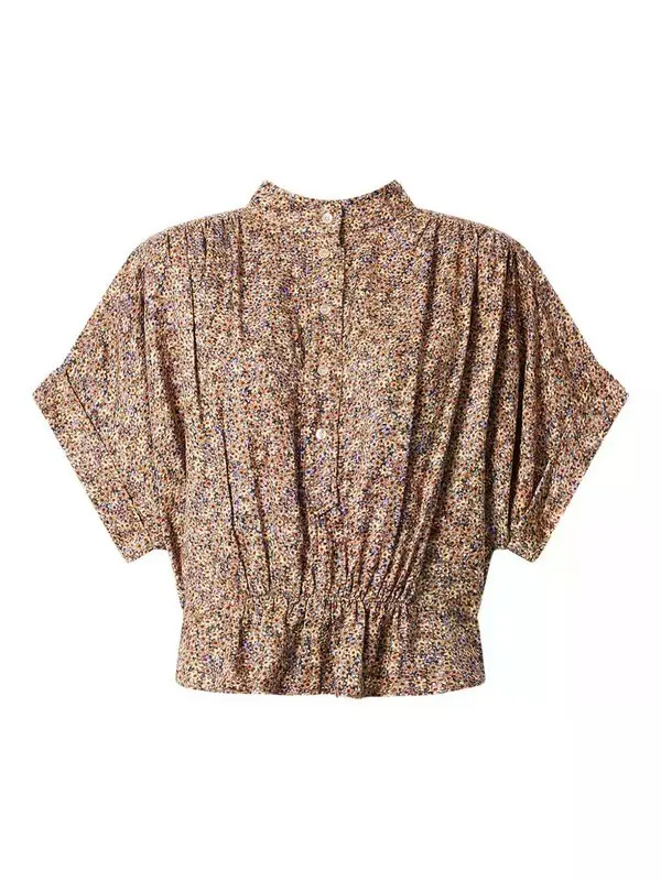 Isabel Marant Étoile Azalea Floral Silk Jacquard Button Top - Brown