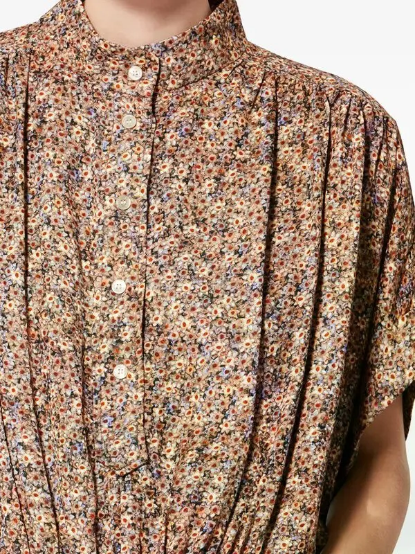 Isabel Marant Étoile Azalea Floral Silk Jacquard Button Top