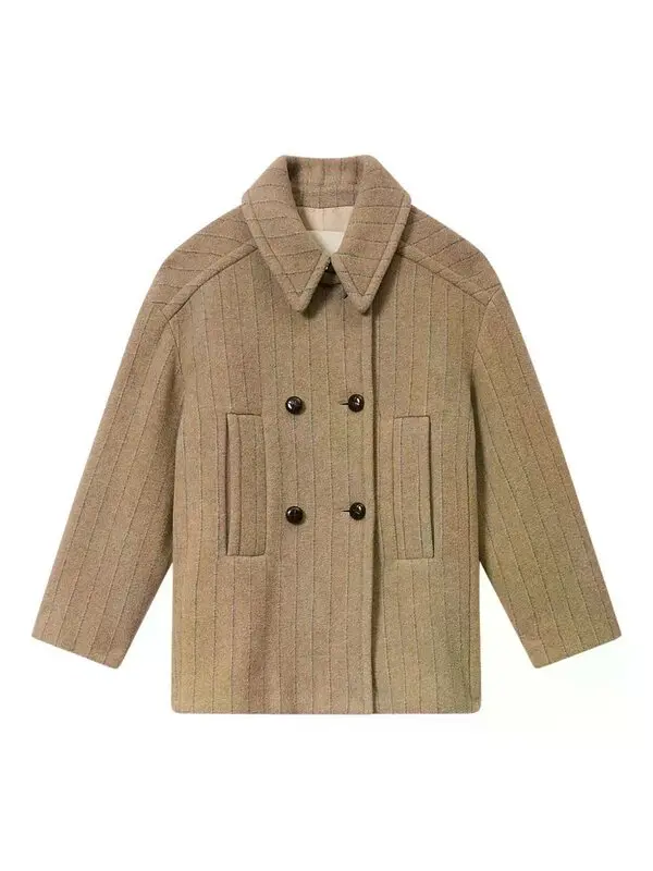 Isabel Marant Étoile Double-breasted Pinstripe Fiby Coat - Neutrals