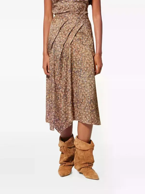 Isabel Marant Étoile Draped Floral Print Midi Skirt