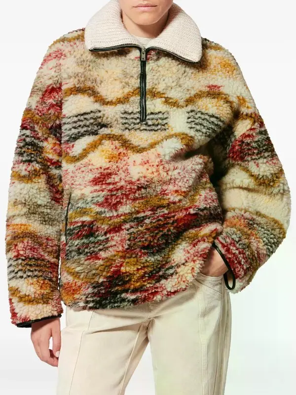 MARANT ETOILE Patterned Knit Zip Collar Jacket