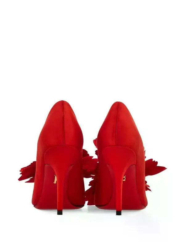 FERRAGAMO 90mm Flower-appliqué Satin Pumps