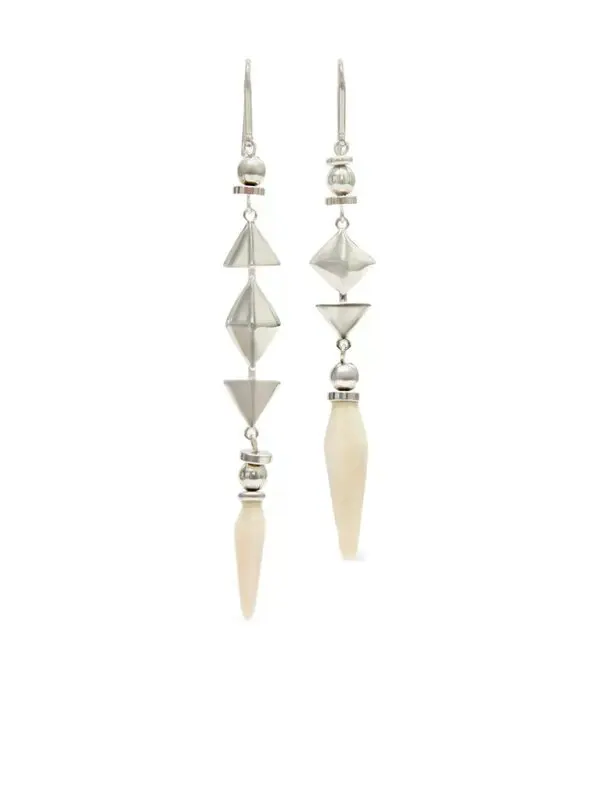 Isabel Marant Étoile Tone Asymmetric Drop Earrings With Buffalo Bone Detail - Silver