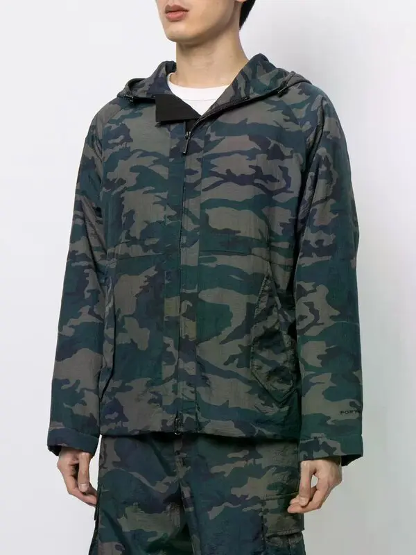 PORTS V Camouflage Print Hooded Jacket