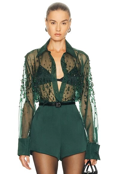 Retrofete Aubriella Embellished Chiffon Shirt