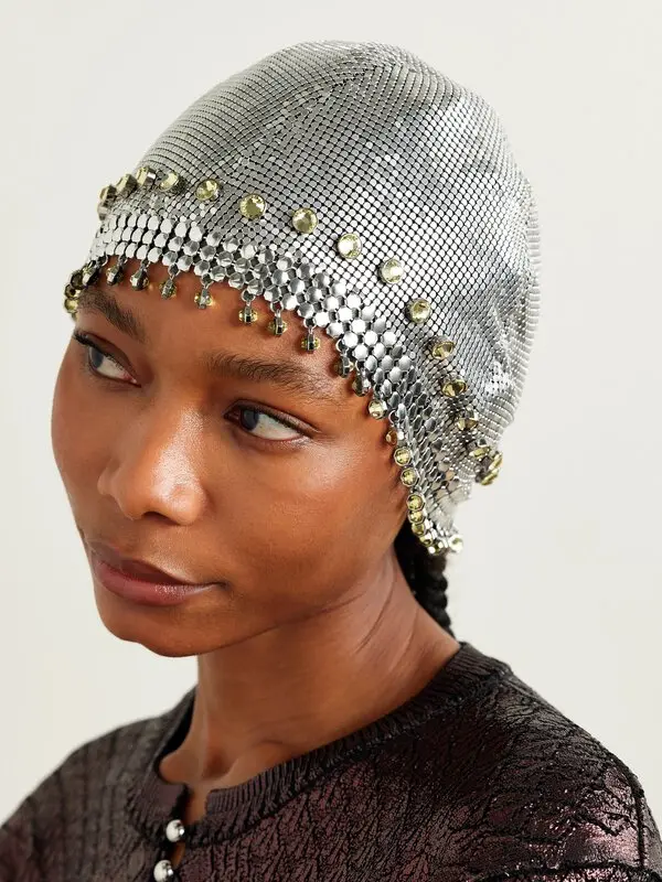 Rabanne Fringed Crystal-embellished Chainmail Hat