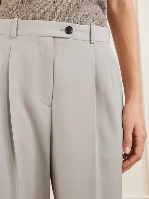 THE ROW Virgil Pleated Wool-gabardine Wide-leg Trousers