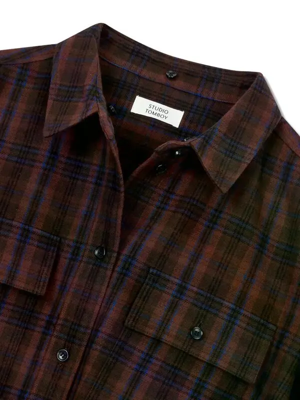 STUDIO TOMBOY Checked Detachable Hood Shirt